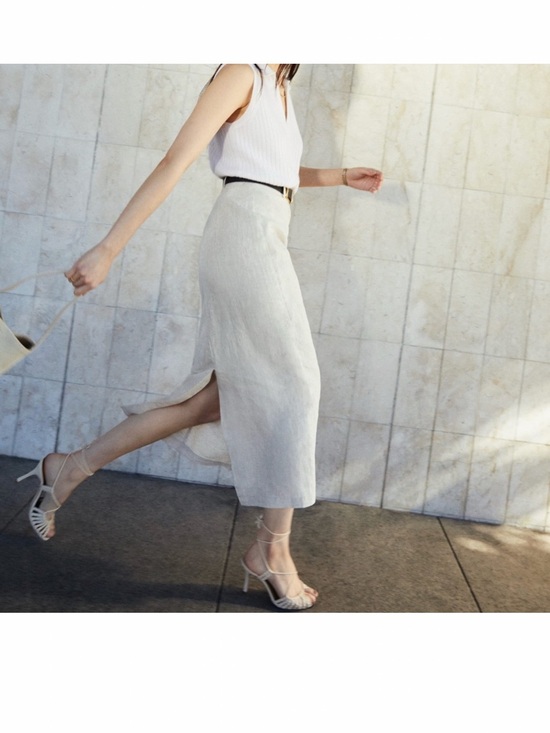 Reformation | Skirts | Reformation Gia Linen Midi Skirt With Back Slit ...